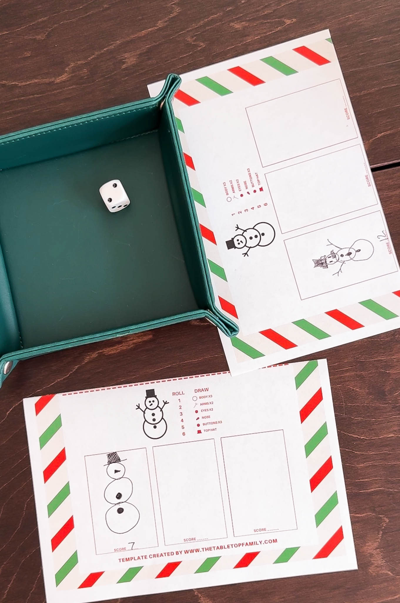 Easy Christmas Party Game: Roll a Snowman Dice Game - The Tabletop Family